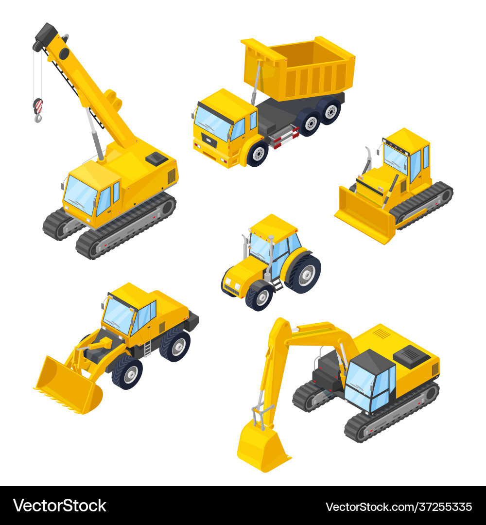 Special machinery icons 3d isometric Royalty Free Vector