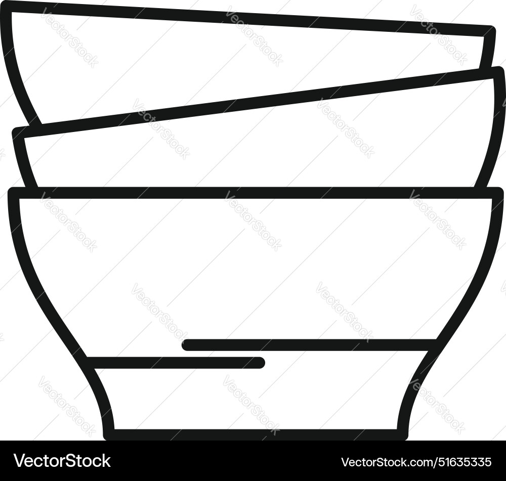 Stack of three empty bowls minimalist line art Vector Image
