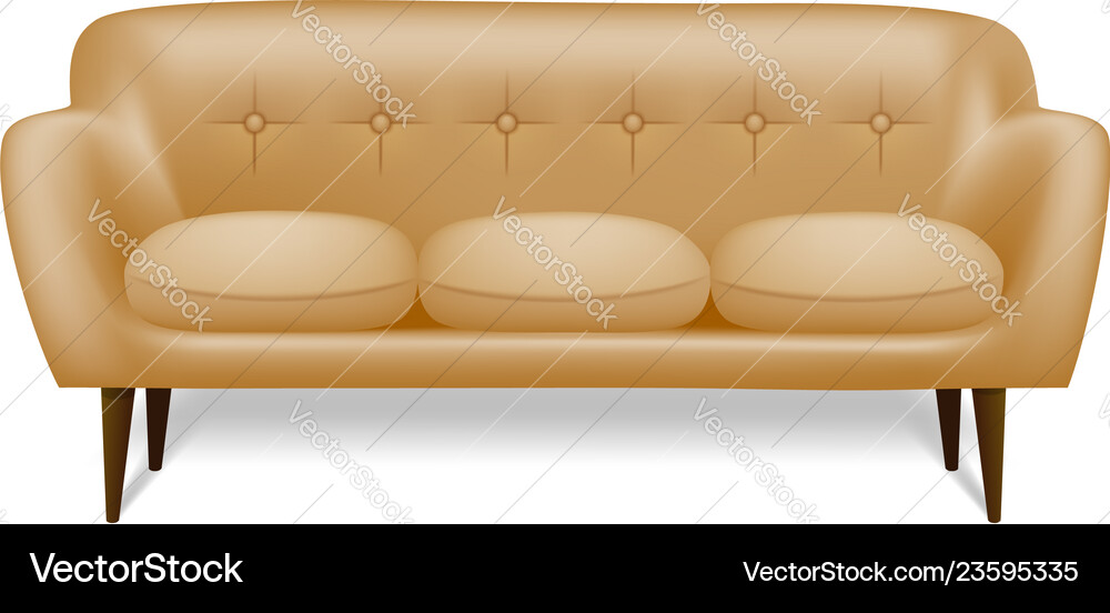 Weißes Leder Sofa Ikone realistisch Stil Vektorbild