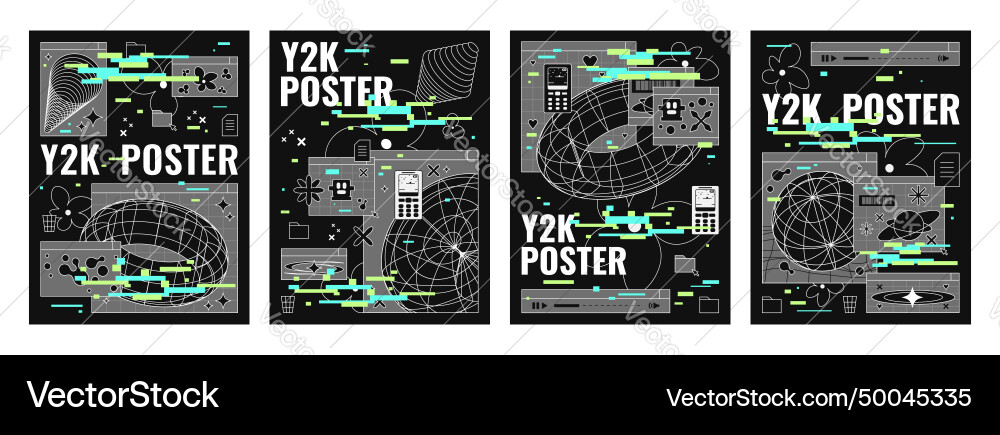 Y2K Glitch Poster Template Royalty Free Vector Image