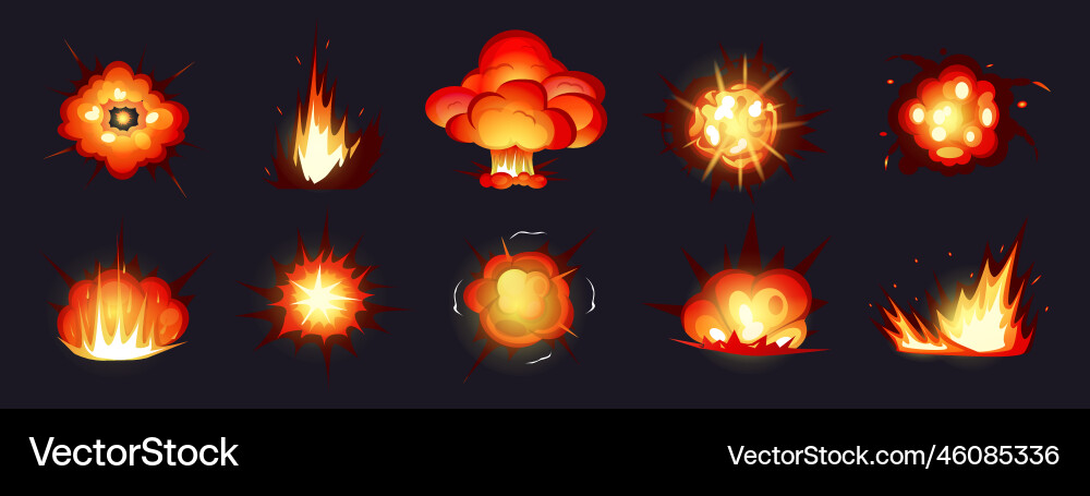 Bomb explosion fire bang detonation effect Vector Image