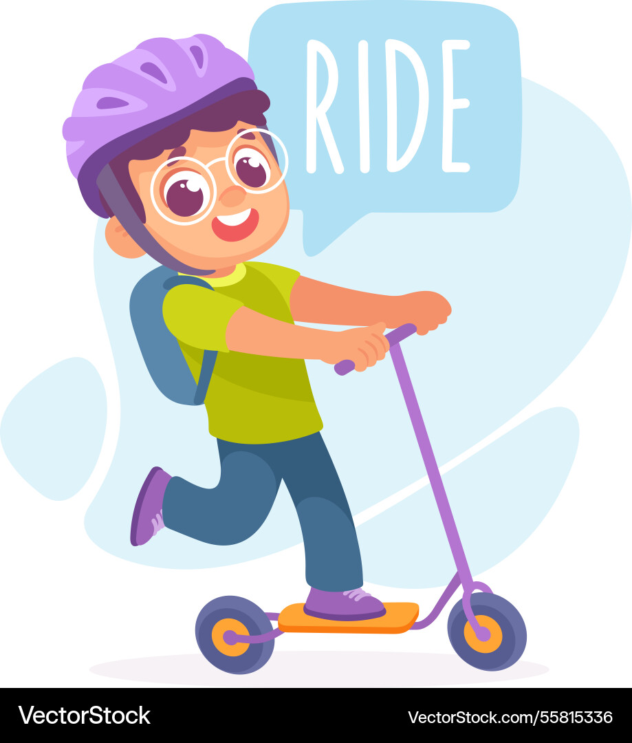 Boy ride scooter as verb study with little kid Vector Image