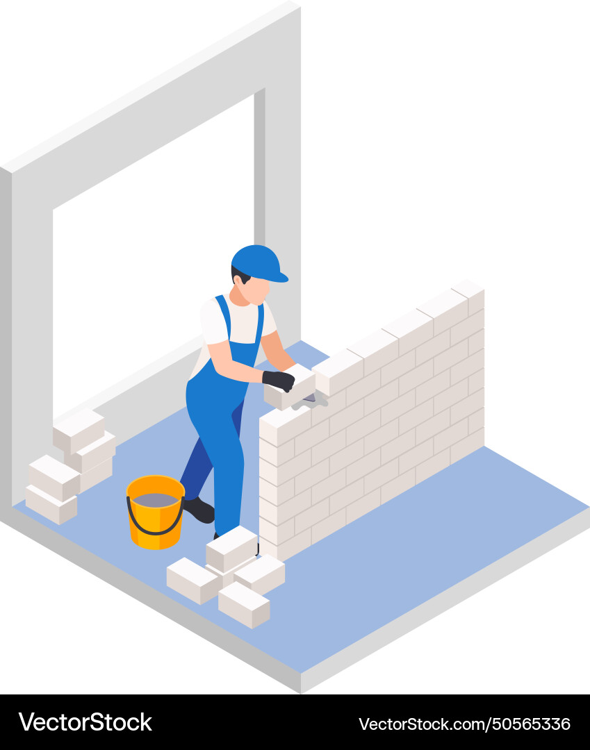 Brick wall laying composition Royalty Free Vector Image