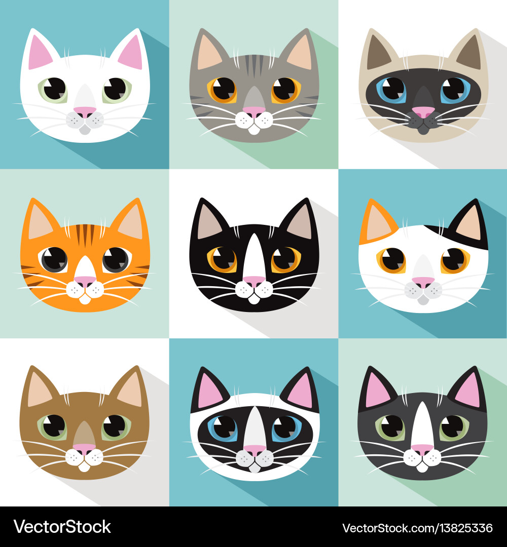 Cute Cat Head Patterns Royalty Free Vector Image