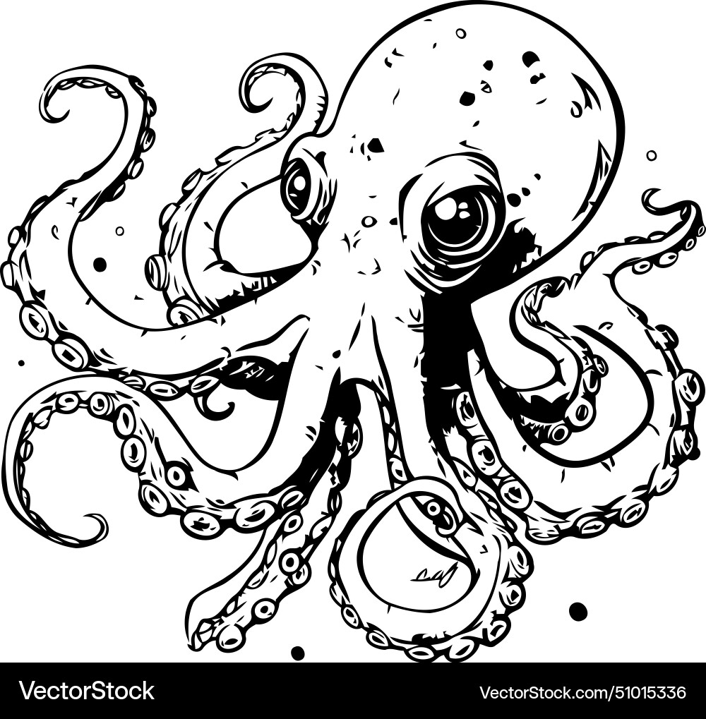 Octopus hand drawn isolated on a white background Vector Image