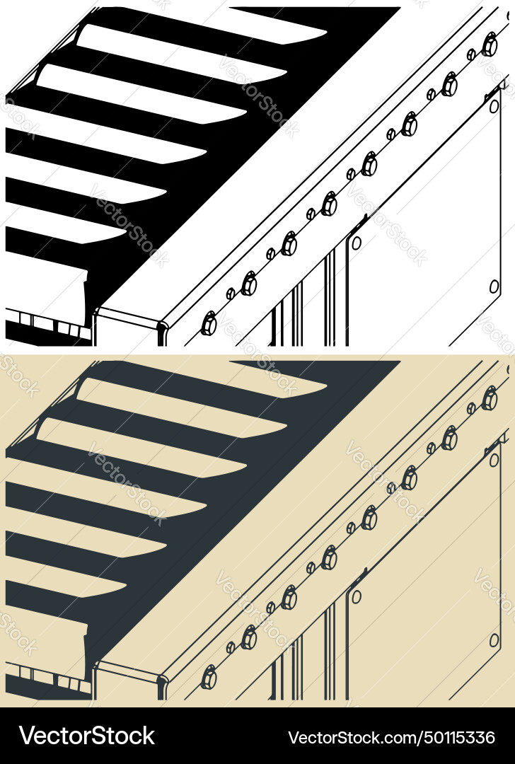 Roller conveyor with chain drive close up Vector Image
