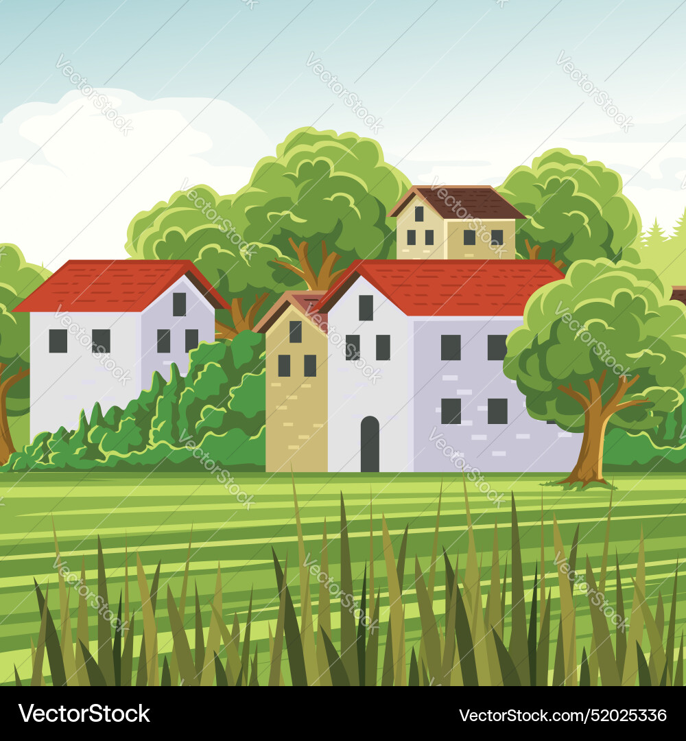 Rural atmosphere with beautiful natural views Vector Image