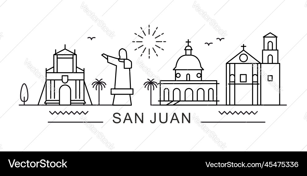 San Juan Skyline Poster Print Royalty Free Vector Image