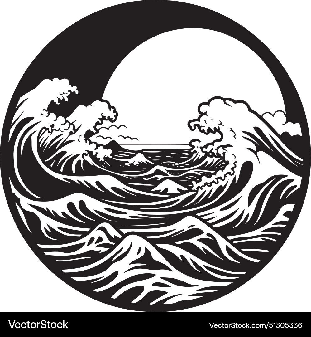 Sea - black and white isolated icon Royalty Free Vector