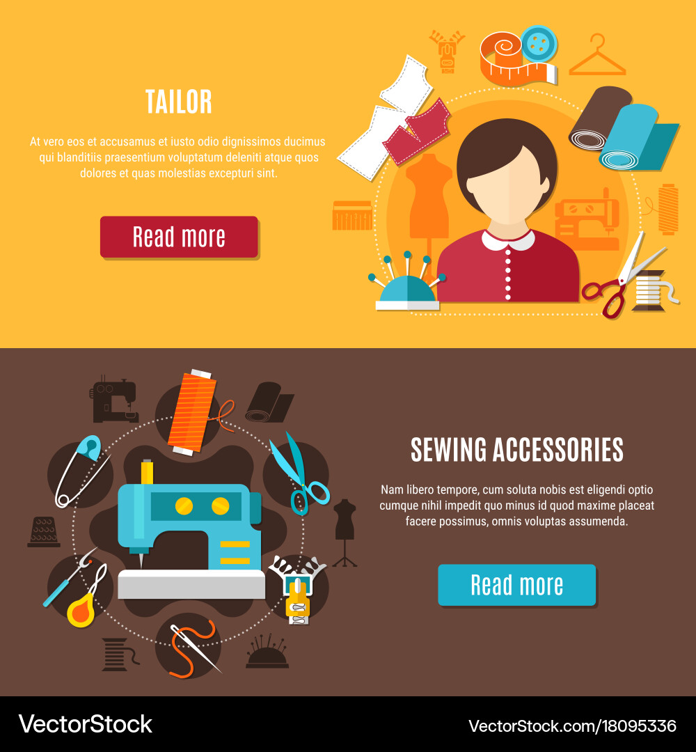 Sewing and tailor banners set Royalty Free Vector Image