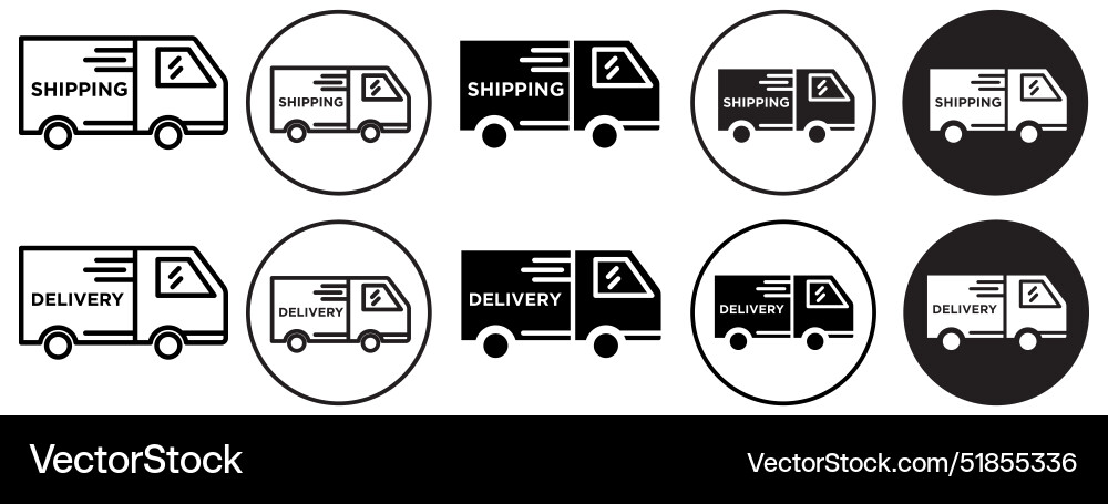 Shipping truck icon set collection for web Vector Image