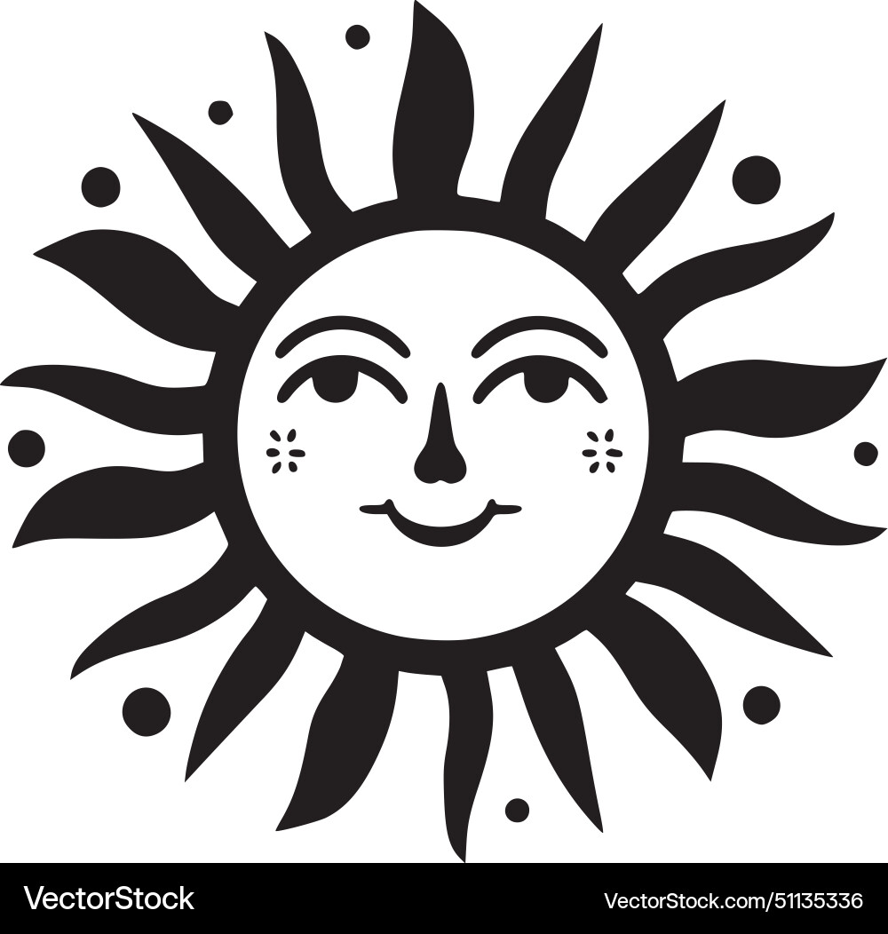 Sun - black and white Royalty Free Vector Image