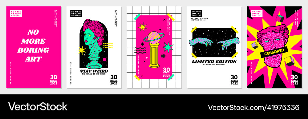 Trippy psychedelic posters cover design Royalty Free Vector