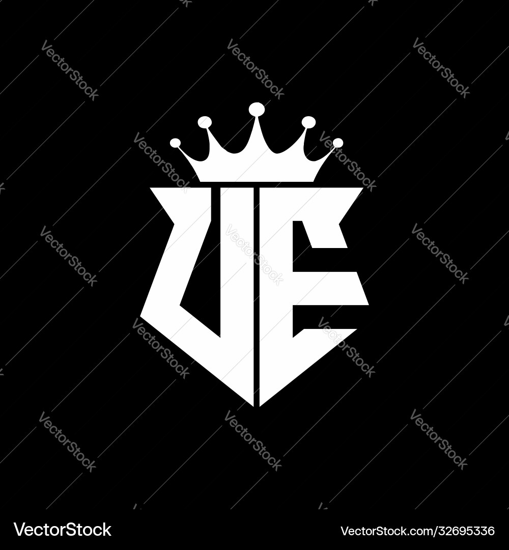 Ue logo monogram shield shape with crown design Vector Image