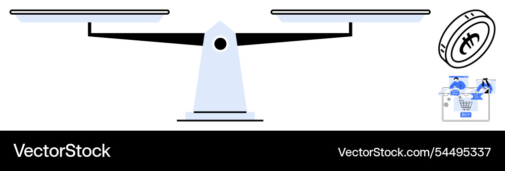 Balancing scales with currency coin and digital Vector Image