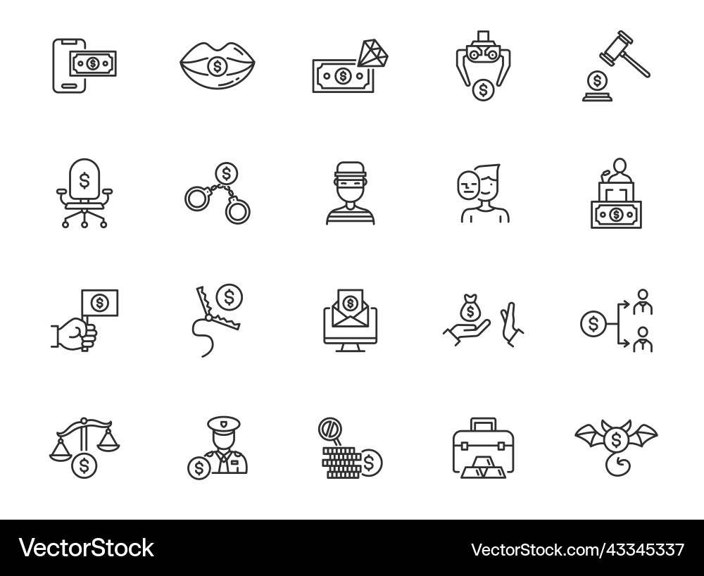 Corruption money extortion line icon bribery Vector Image