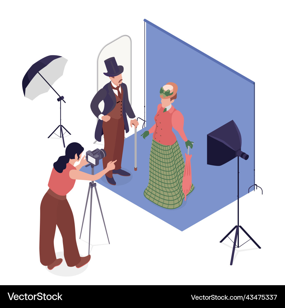 Cosplay photo session isometric Royalty Free Vector Image