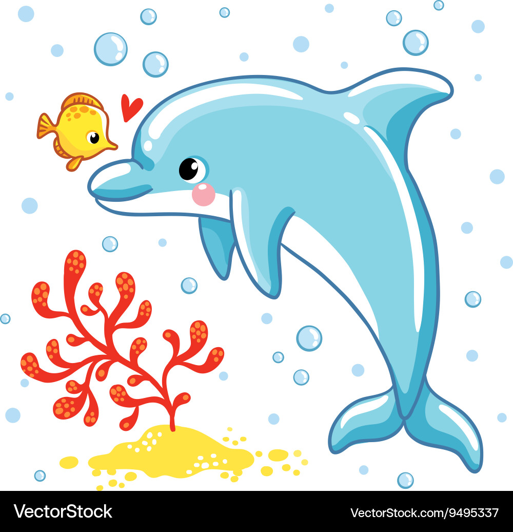 Cute cartoon dolphin Royalty Free Vector Image