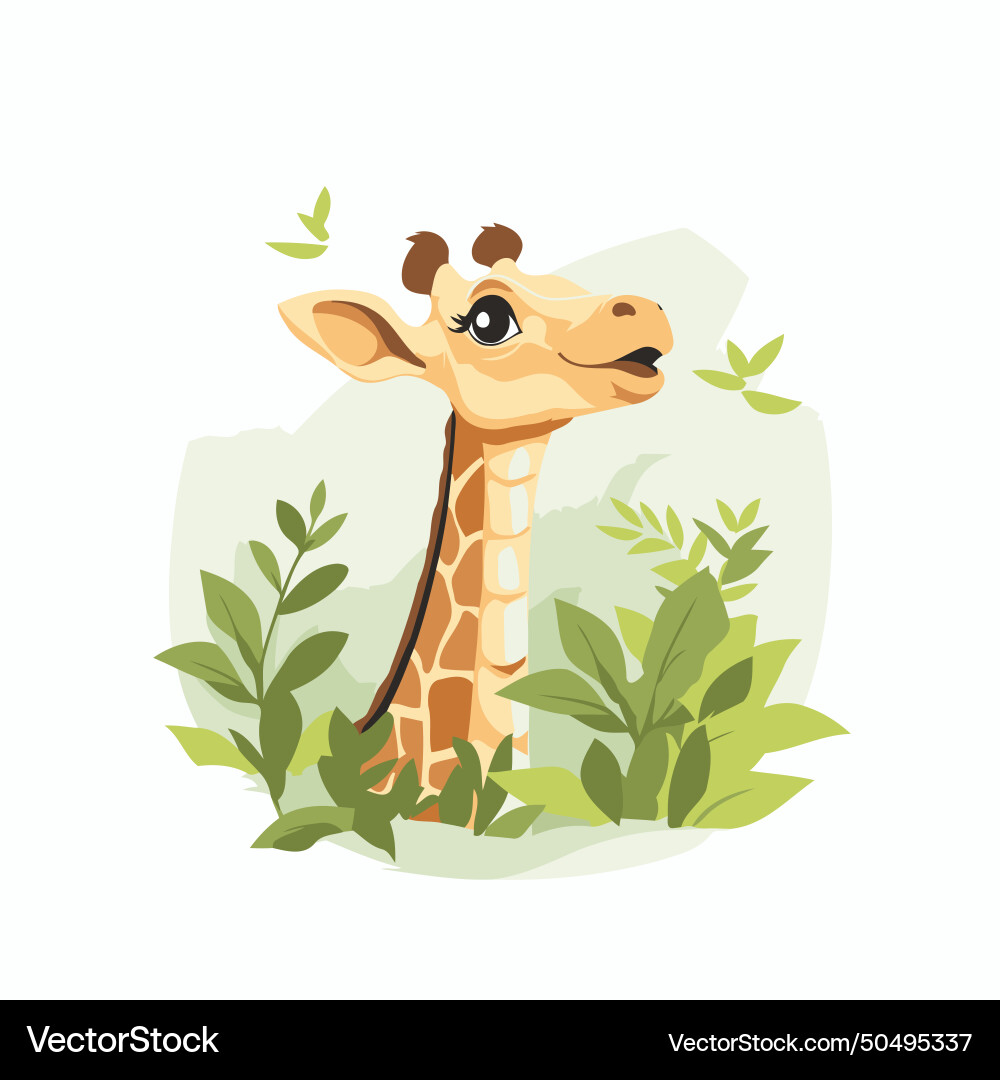 Cute giraffe cartoon character in flat style Vector Image