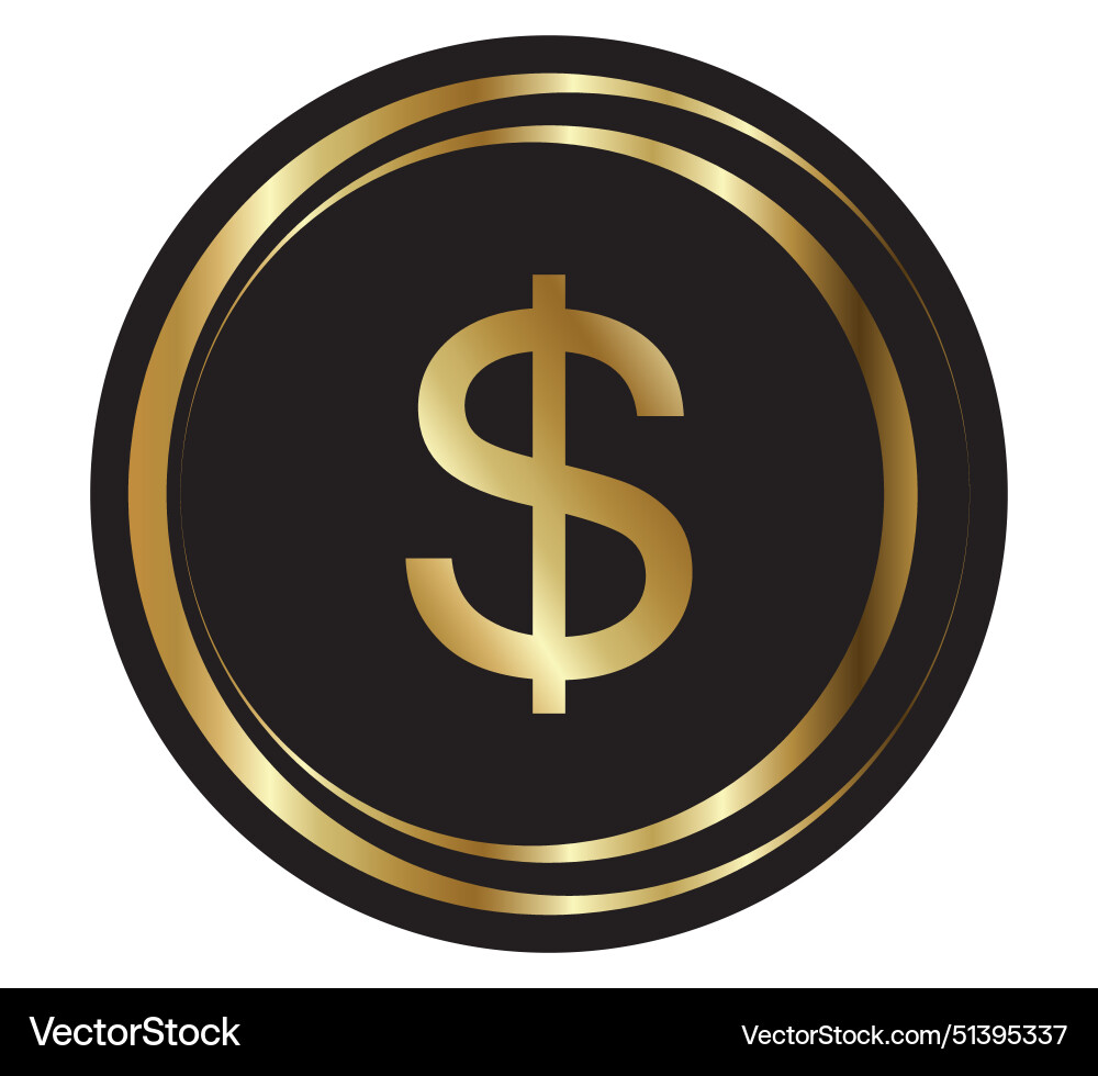 Gold coin icon money design dollar flat Royalty Free Vector
