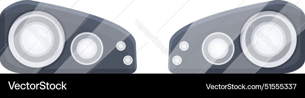 Pair of realistic modern car headlights shining Vector Image
