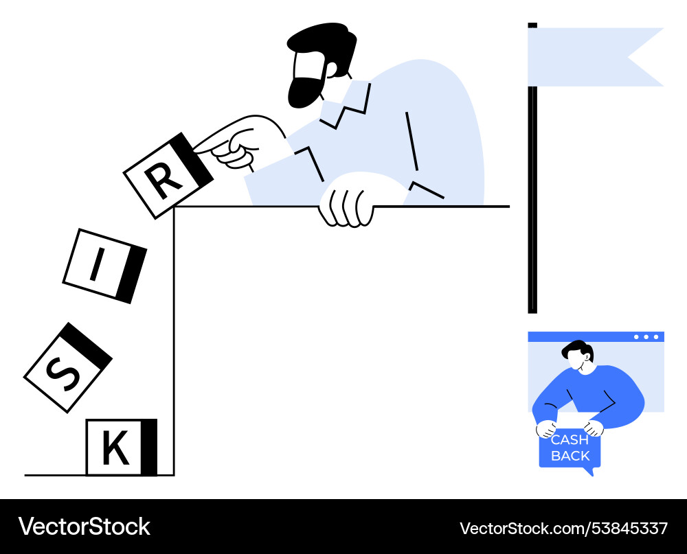 Person ready to prevent risk blocks from falling Vector Image