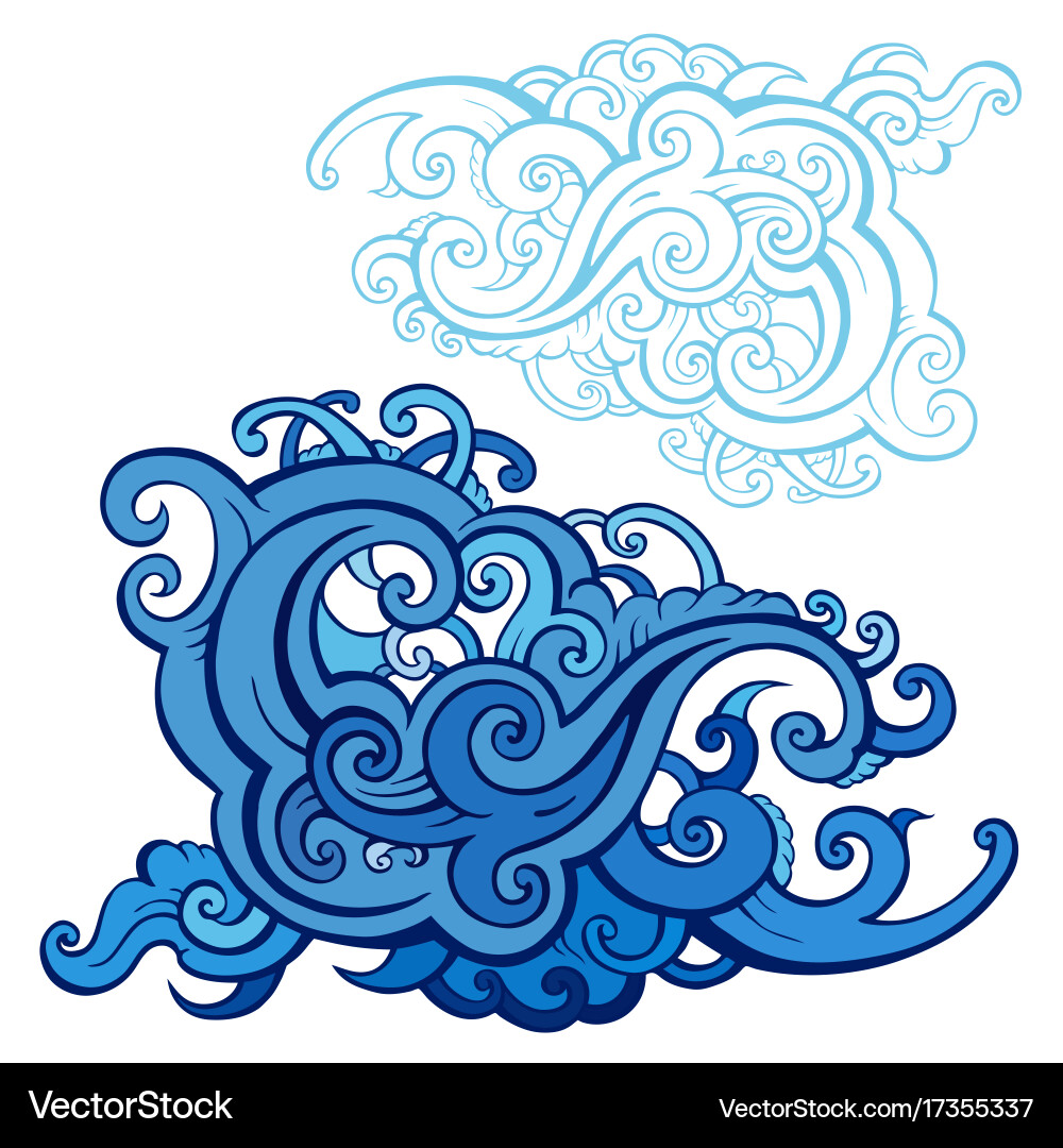 Sea waves set Royalty Free Vector Image - VectorStock
