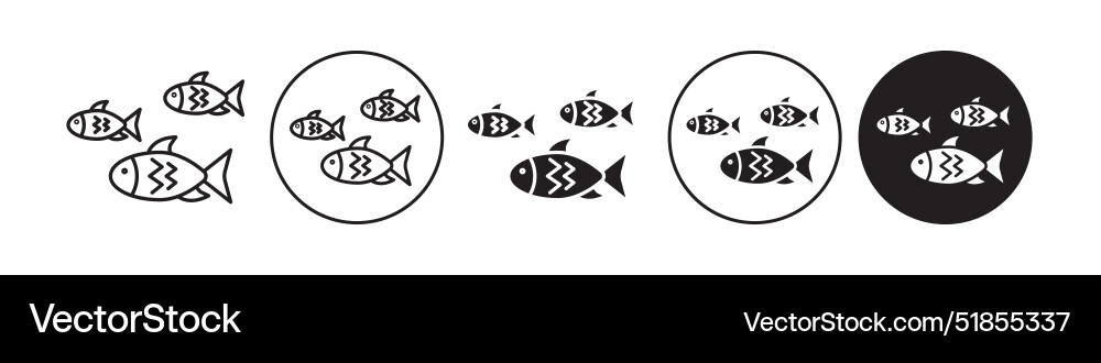 Shoal icon set collection for web Royalty Free Vector Image