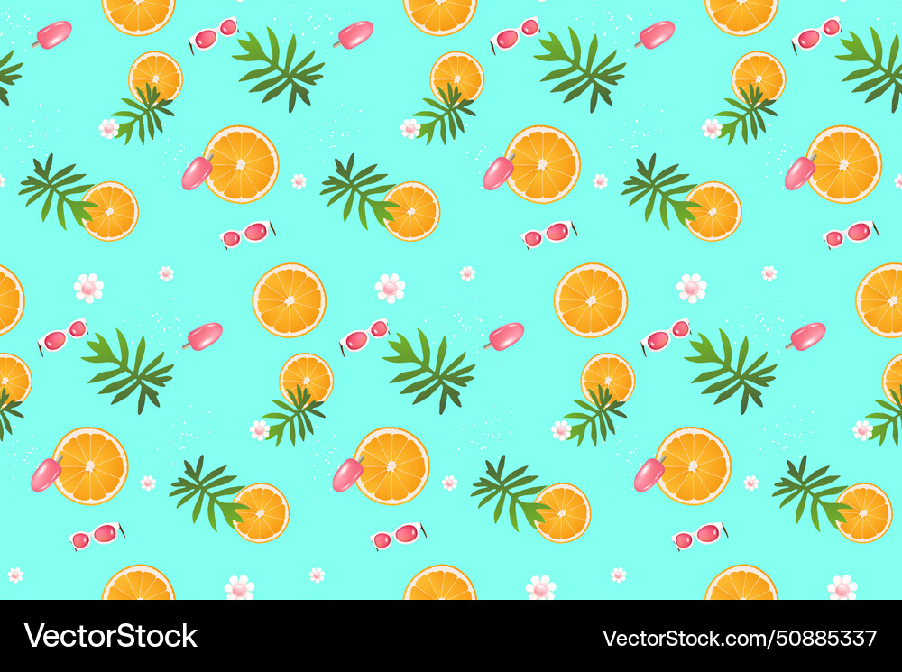 Summer seamless pattern with tropical Royalty Free Vector