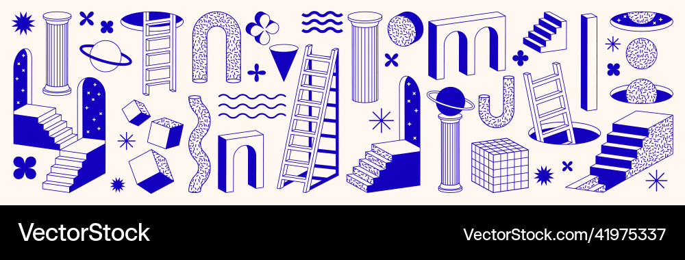 Surreal geometric shapes abstract elements Vector Image