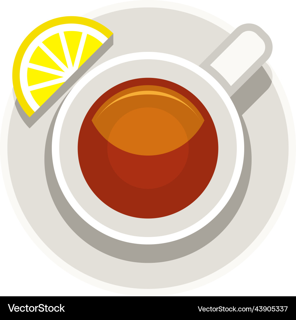 Tea cup top view cartoon hot drink icon Royalty Free Vector