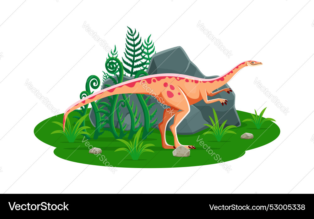 Archaeornithomimus cartoon prehistoric dinosaur Vector Image