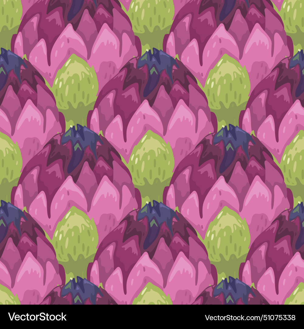 Artichoke seamless pattern pink and green print Vector Image