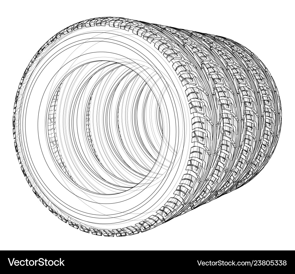 Car tires concept rendering of 3d Royalty Free Vector Image