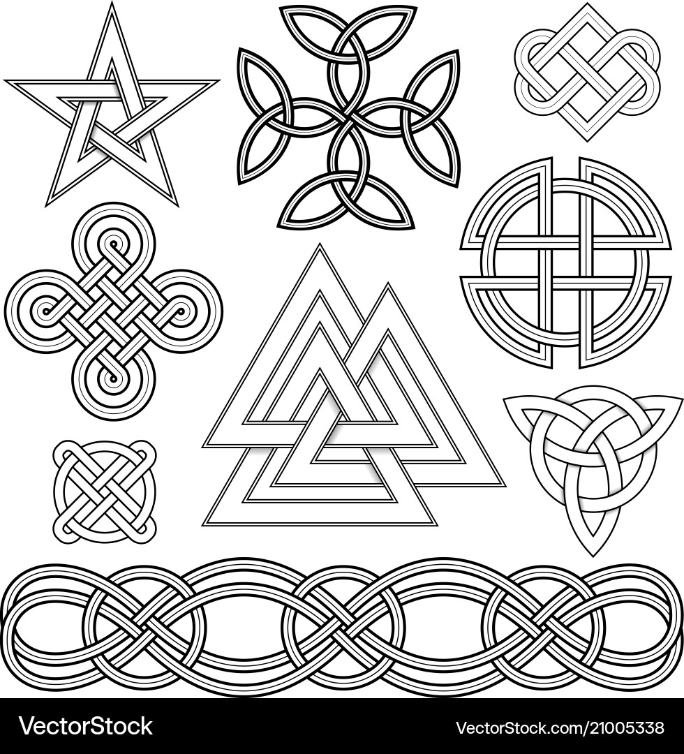 Celtic Elemental Symbols Star Of David Mandala With Celtic Elements"
