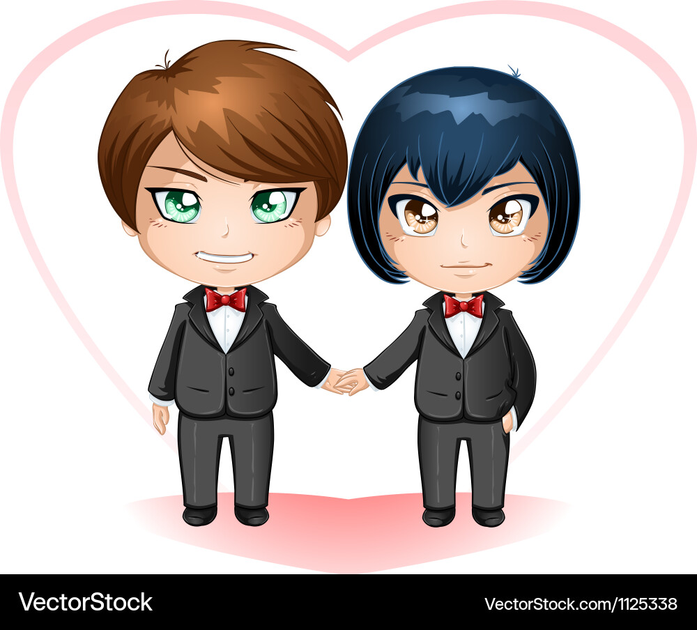 Gay grooms getting married Royalty Free Vector Image
