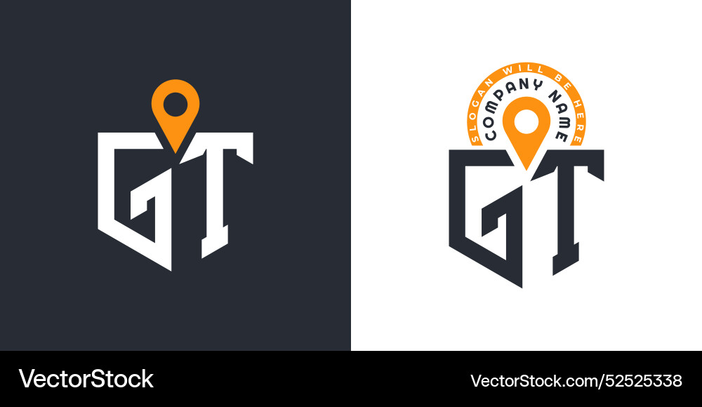 Gt location logo bundle letter dual icons Vector Image