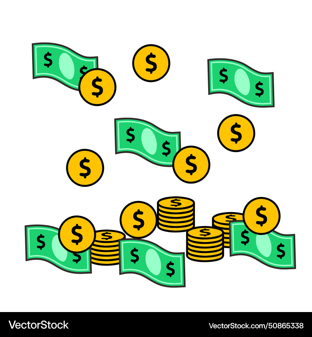 Money rain Royalty Free Vector Image - VectorStock