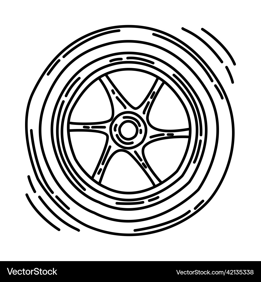 Motorcycle wheel icon doodle hand drawn Royalty Free Vector