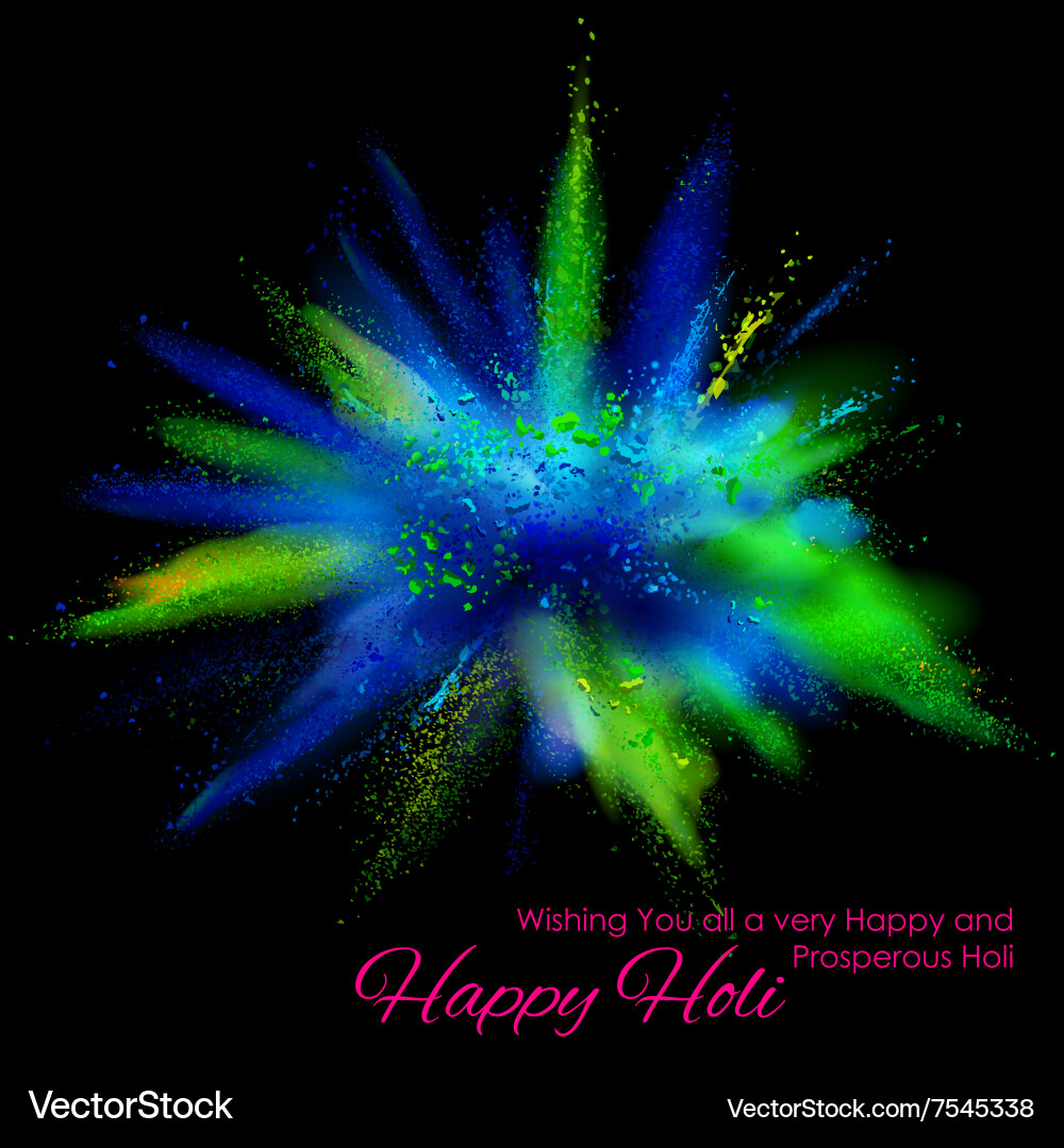 Powder color explosion for happy holi background Vector Image