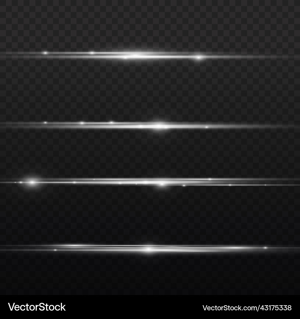 White glowing rays sparkle horizontal light line Vector Image