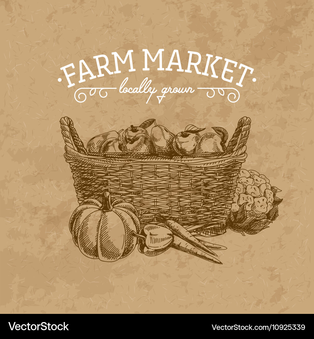Hand drawn farm market Royalty Free Vector Image
