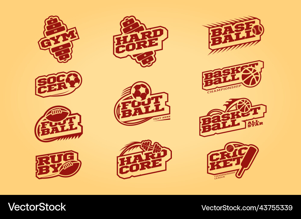 Monochrome retro style sport logo set modern Vector Image