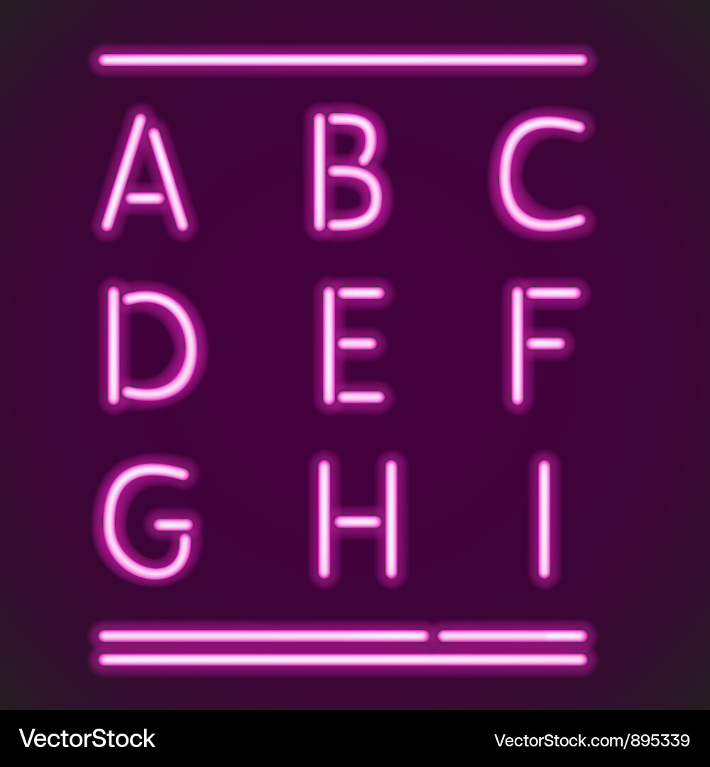 Neon Alphabet Sign - A to I Royalty Free Vector Image