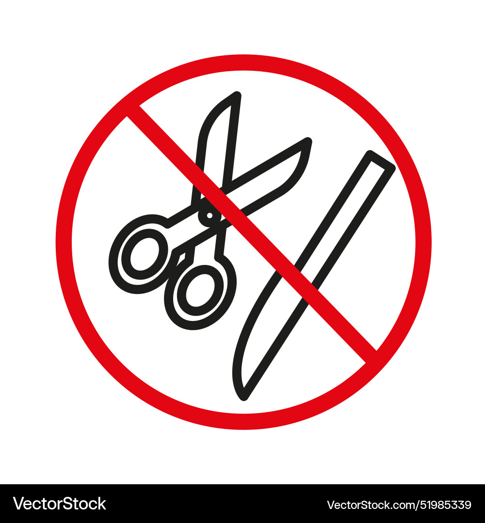 No scissors or knives allowed sign for safety Vector Image