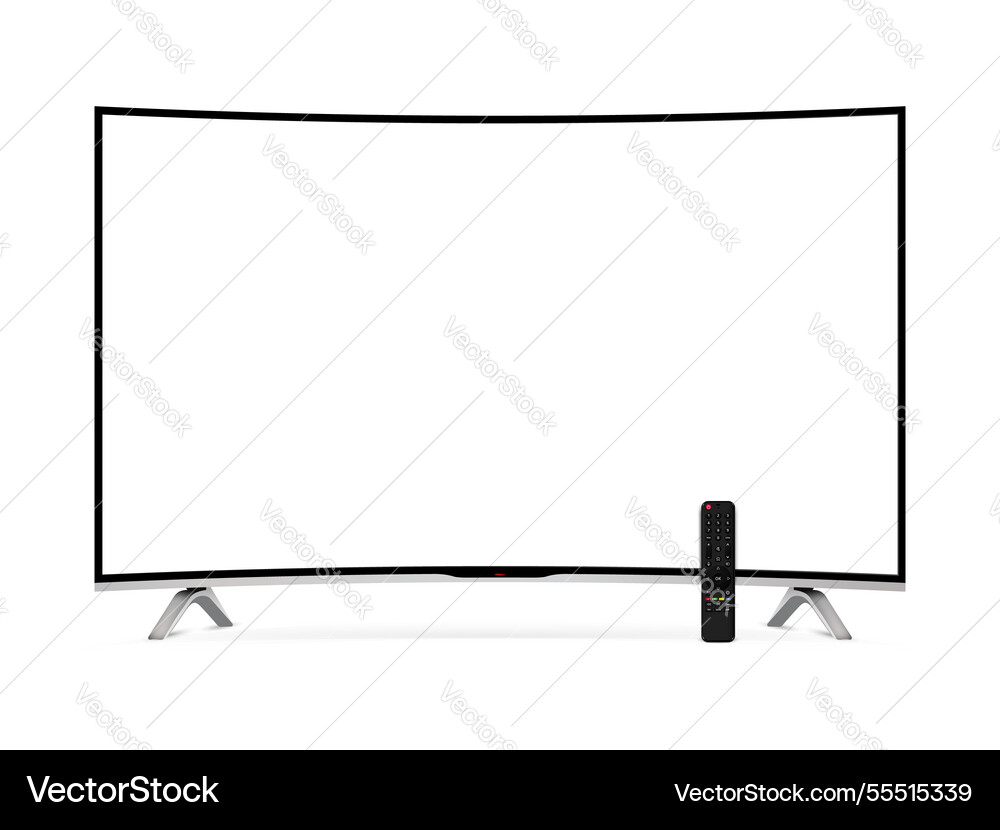 Realistic curved smart tv screen mockup Royalty Free Vector