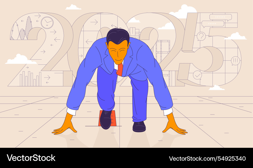 2025 new year plan idea new start concept Vector Image