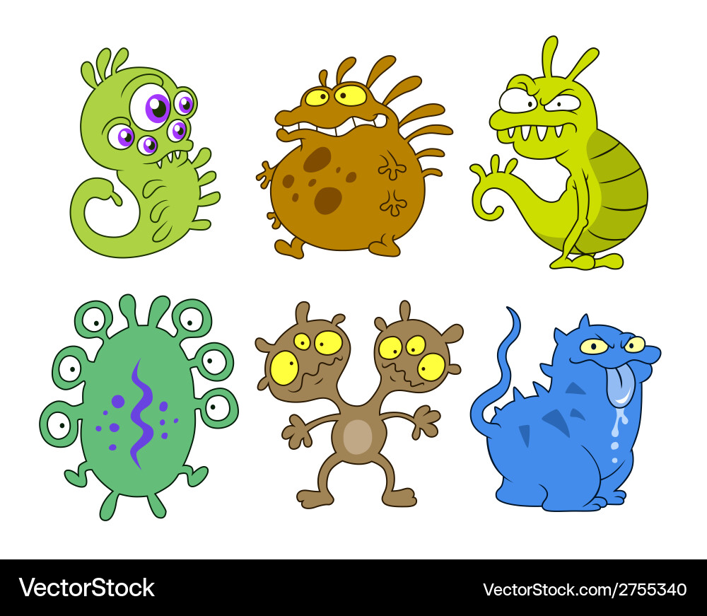 Cute Cartoon Microbes Royalty Free Vector Image