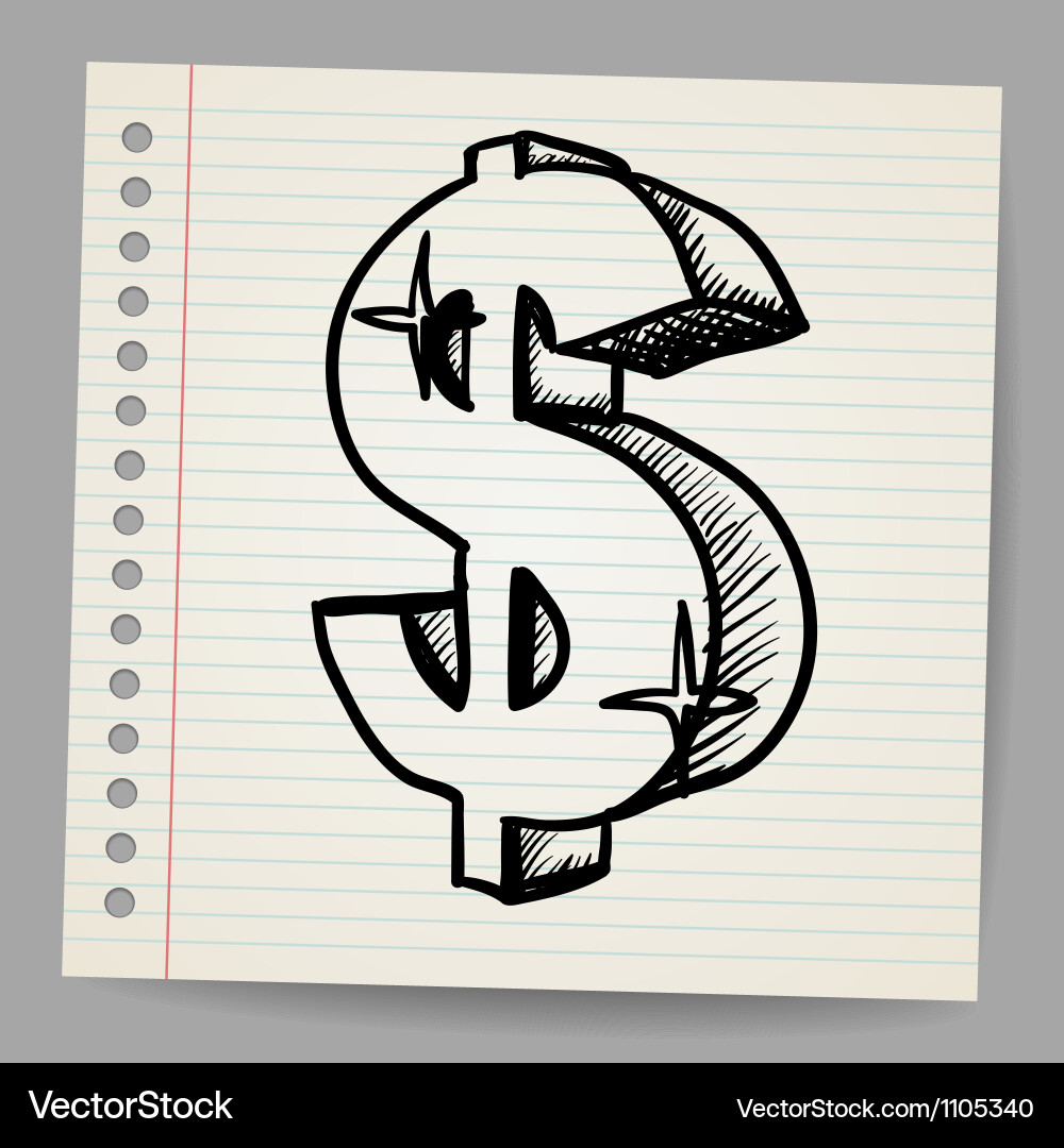Dollar sign sketch Royalty Free Vector Image - VectorStock