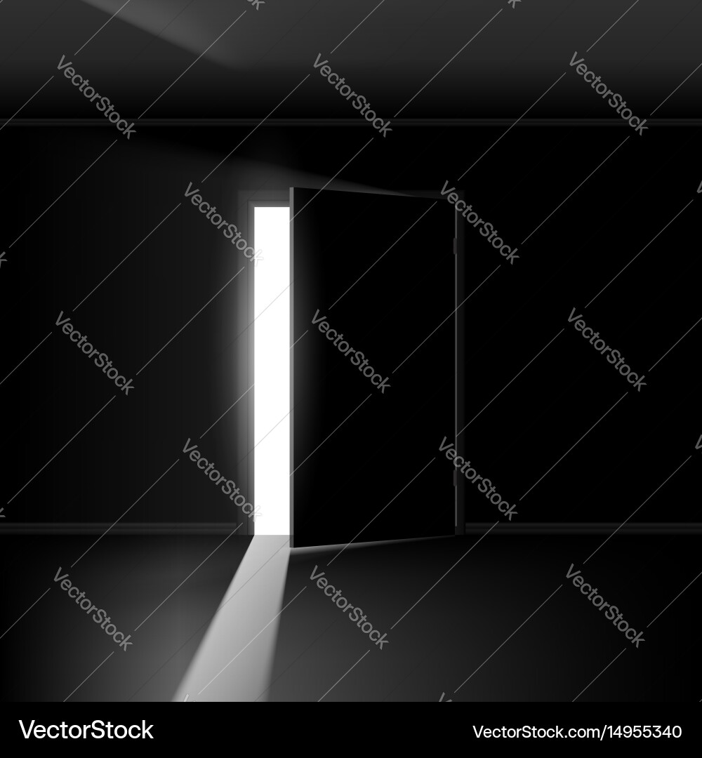 Empty Door with Light Royalty Free Vector Image